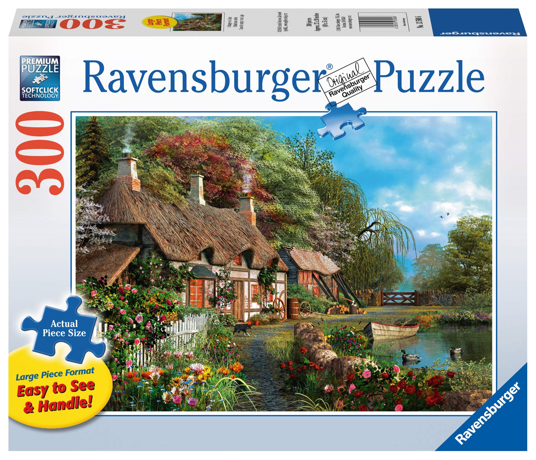 Ravensburger Cottage On A Lake Large Format 300 Piece Jigsaw Puzzle for Adults β Every Piece is Unique, Softclick Technology Means Pieces Fit Together Perfectly