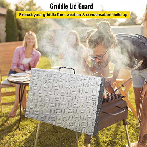VEVOR Griddle Cover, Compatible with Blackstone 28" Griddle, Light Aluminum Diamond Plate Sheet Grill Lid with Stainless Steel Handle for Outdoor BBQ Black Stone Grill Accessories, Silver