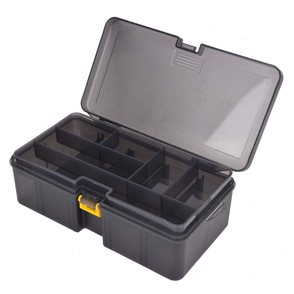 Yeuipea Fishing Box, Double Layers Plastic Fishing Box for Lures Bait Tools Accessories Storage