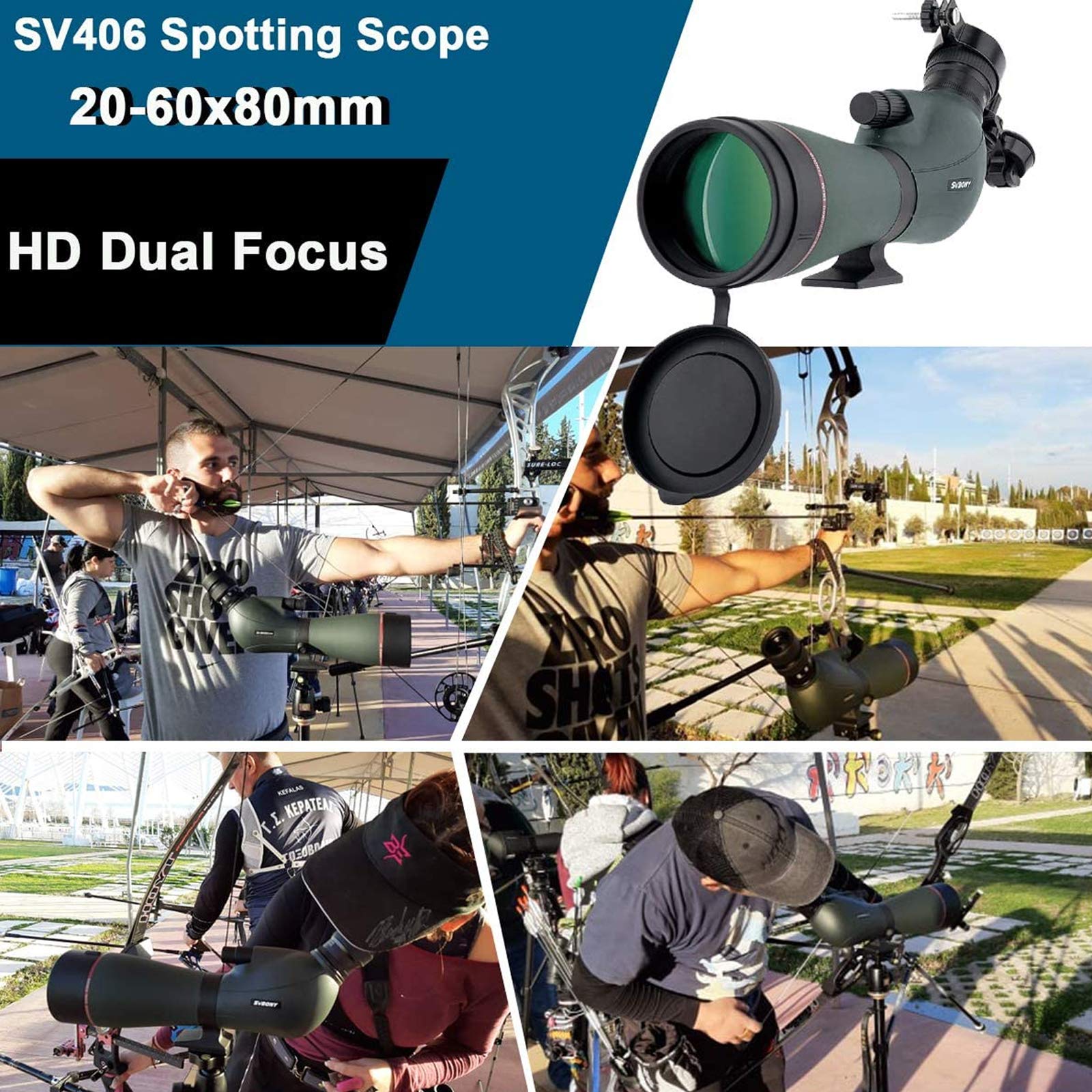 SVBONY SV406 20-60x80 Spotting Scopes with Phone Adapter Dual Focus Spotting Scope IPX7 Waterproof Spotter Scope Long Range Scope Sporting Scope for Birding Hunting Target Shooting