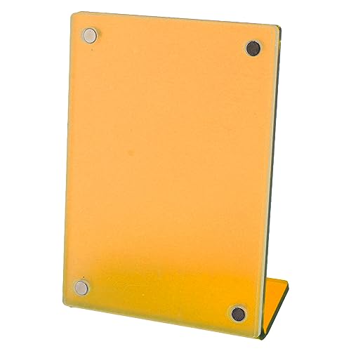 Self Standing Photo Frame, L Shaped Slanted Back Photo Frame 3 Inch Clear for Movie Tickets for Office (Orange)