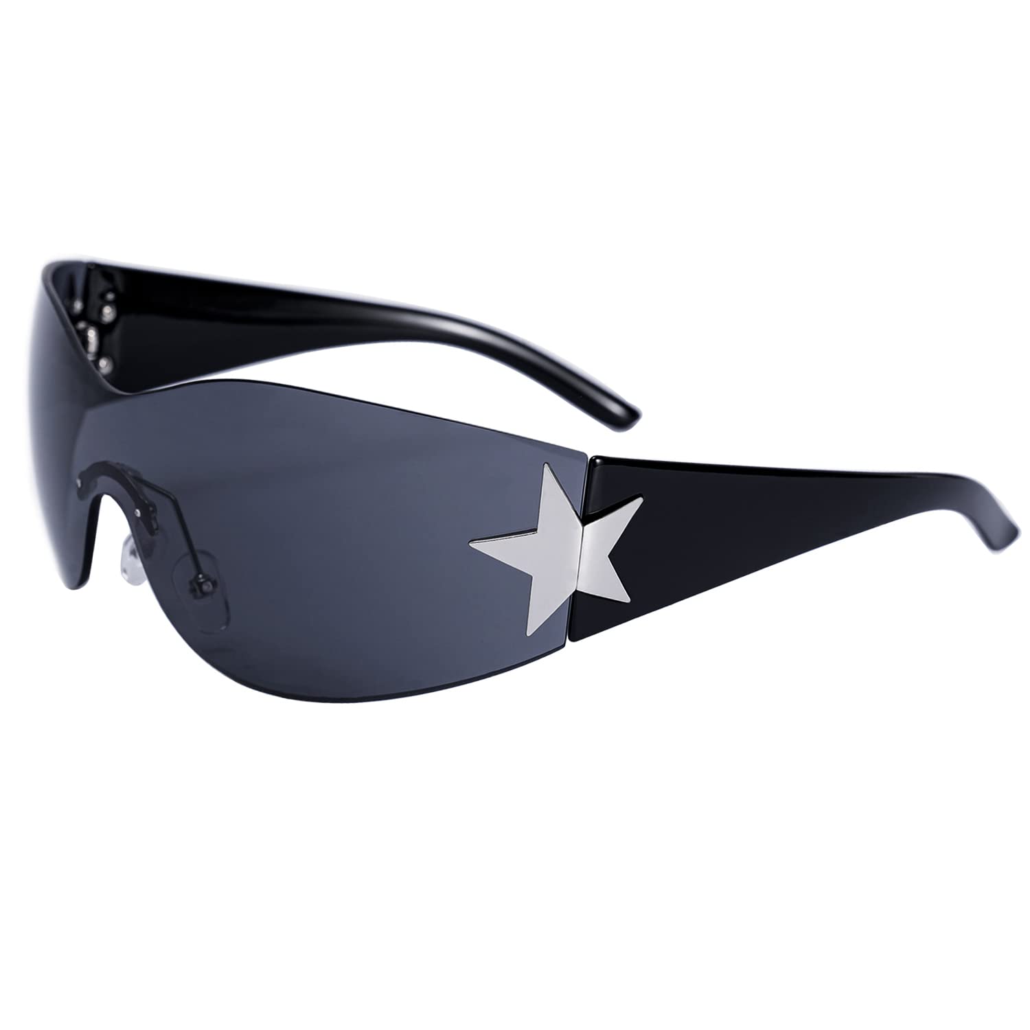 ZEWEI Rimless Y2K Sunglasses for Women, Fashion Shield Wrap Around Sunglasses Men Frameless Gradient Lens Sun Glasses Eyewear