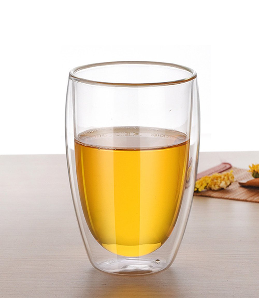 Zaoniy 12 oz Double-wall Glass Tea & Coffee Cup Mug W/Lid and Tea, Heat Resistant, Easy to Brew and Clean