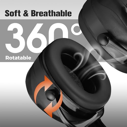 ProCase Noise Reduction Ear Muffs, 29dB NRR Hearing Protection Safety Earmuffs Noise Cancelling Headphones for Shooting Gun Range Mowing Construction, Sound Blocking for Adult Kids Autism -Black