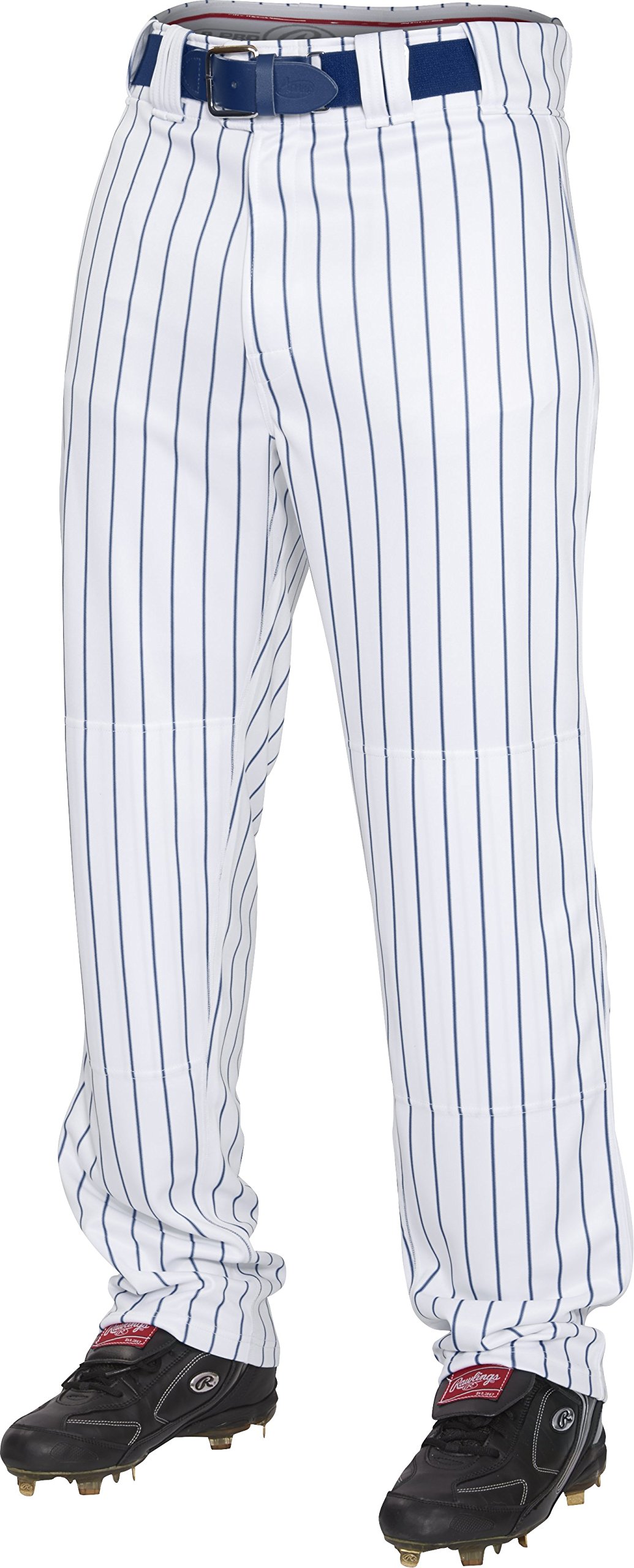 Rawlings PRO 150 Series Game/Practice Baseball Pant | Youth Medium | Pinstripes - White/Navy | Relaxed Fit