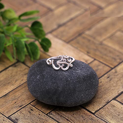 Sterling Silver 925 Om Ring Spiritual Band Ring Ohm Symbol of Peace Jewelry (11)