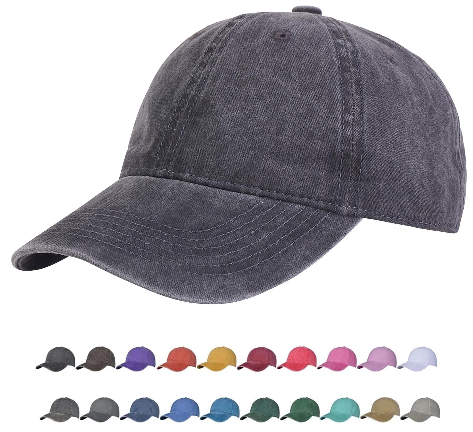 TSSGBL Vintage Cotton Washed Plain Baseball Caps Adjustable Distressed Dad Hat Men Women Unstructured Low Profile Blank Soft Summer Outdoor Ball Caps - Black