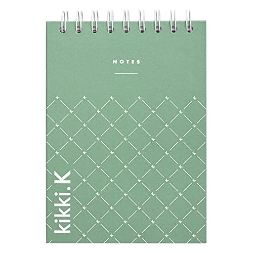 Spiral Coiled Everything Notepad - Thyme: Essentials. 72 Sheets of Quality Colored Paper in 6 Unique Designs. Sturdy Wrapped Greyboard Front and Back Covers by kikki.K