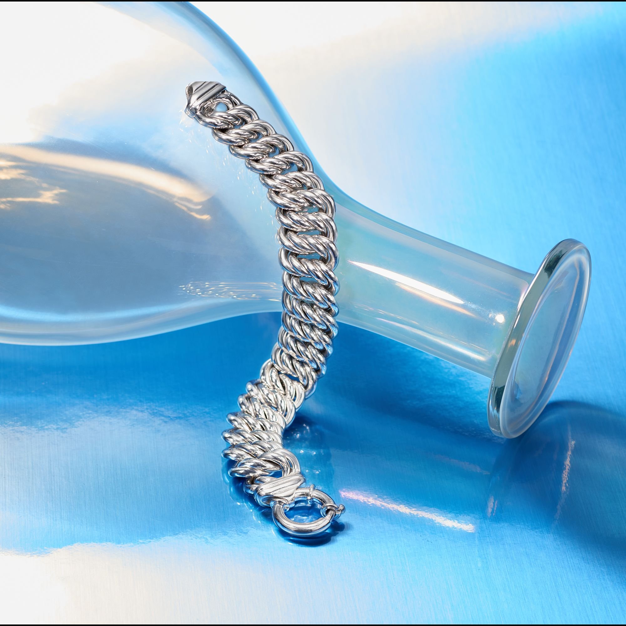 Ross-Simons Italian Sterling Silver Double Braid-Link Bracelet. 7.5 inches