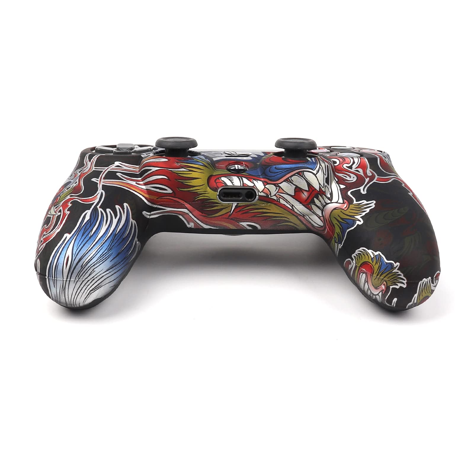 RALAN Dragon Design Controller Skin Silicone for PS4, Non-Slip Grip Cover Protector Compatible with Playstation 4/PS4 Slim/PS4 Pro Controllers with 12 Thumb Grip Caps