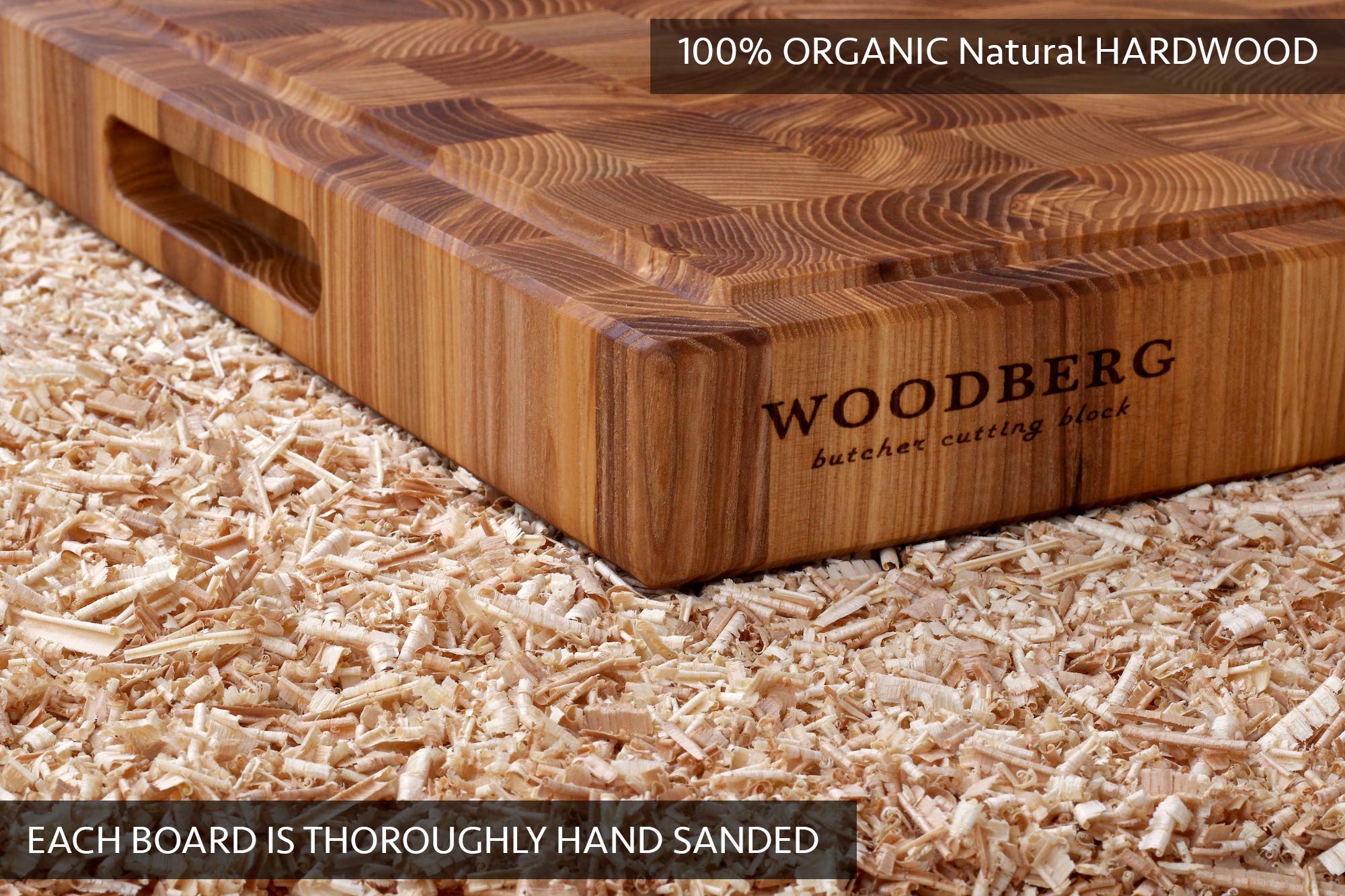 Professional butcher block cutting board 24 x 18 inch extra large thick wooden double sided end-grain chopping board