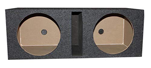 Q Power QBASS Dual 12 Inch Heavy Duty MDF Material Car Audio Subwoofer Enclosure Boxes with Shared Slot Port Vent and Dual Chamber Design, Charcoal