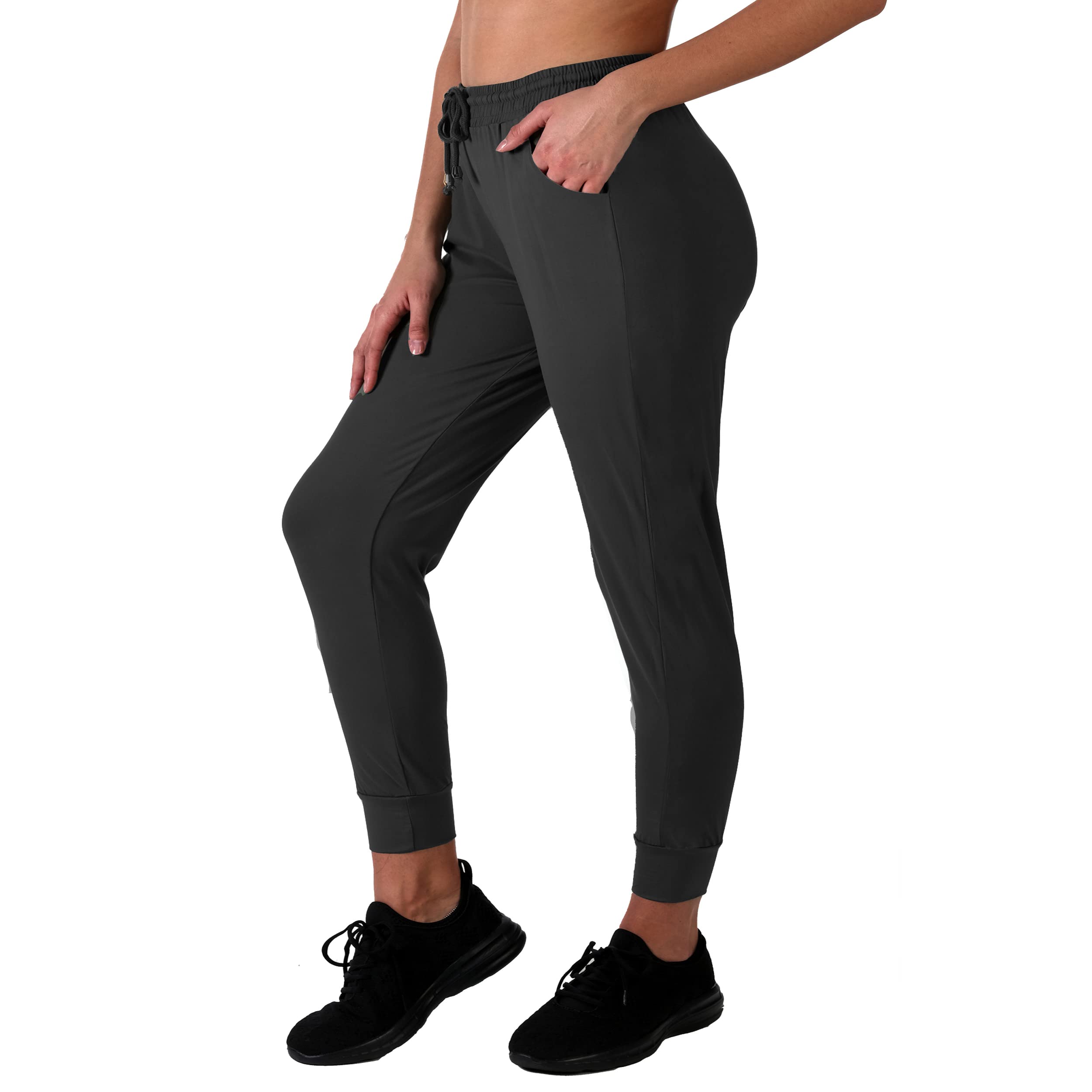 Women's Plus Size Joggers with Pocket Ultra Soft Active Running Sweatpants Lounge PJ - Black Welt Pocket 1X