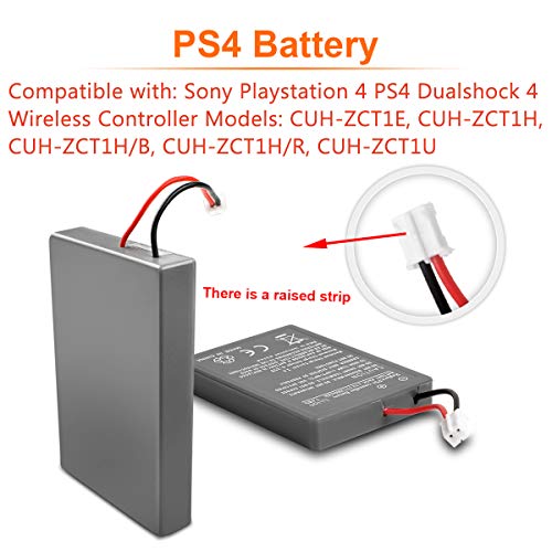 POWTREE [2 Pack] 2000mAh LIP1522 Replacement Battery & Charger Compatible with PlayStation 4 PS4 Dualshock 4 CUH-ZCT1E CUH-ZCT1H CUH-ZCT1U Wireless Controller(Big Plug)