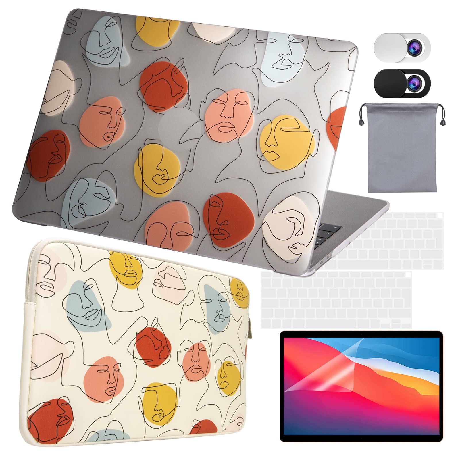OZADE 5 in 1 Compatible with MacBook Air 13 inch case 2020 2021 2022 M1 A2337 A2179 A1932,Hard Shell Case&Keyboard Cover&Screen Film for Mac Air 13 with Touch ID (2018-2022),One Line One World