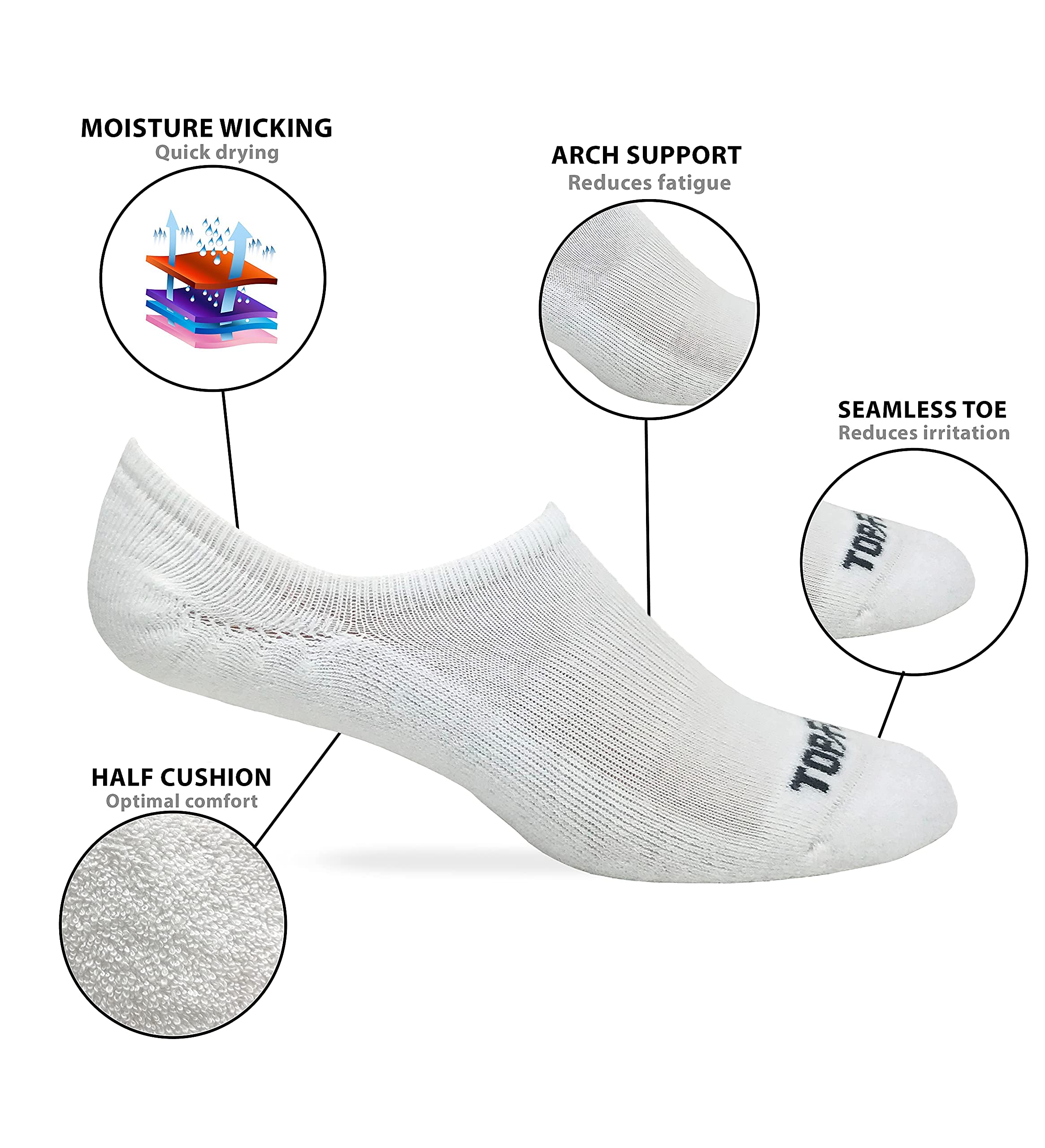 Top Flite Mens Ultra Dri No Show Cushion Socks 4 Pair Pack (Khaki, Large, l)