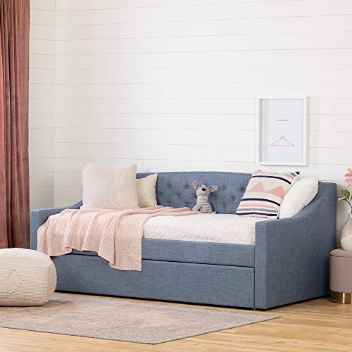 South Shore Tiara Upholstered Daybed with Trundle, Twin, Blue