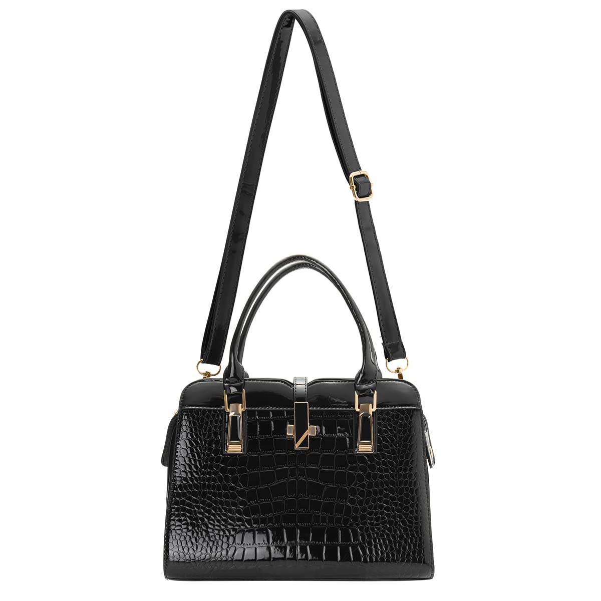 Vegan Material Handbags Cross-body Bag Shoulder Bag Vintage Medium Crocodile Black