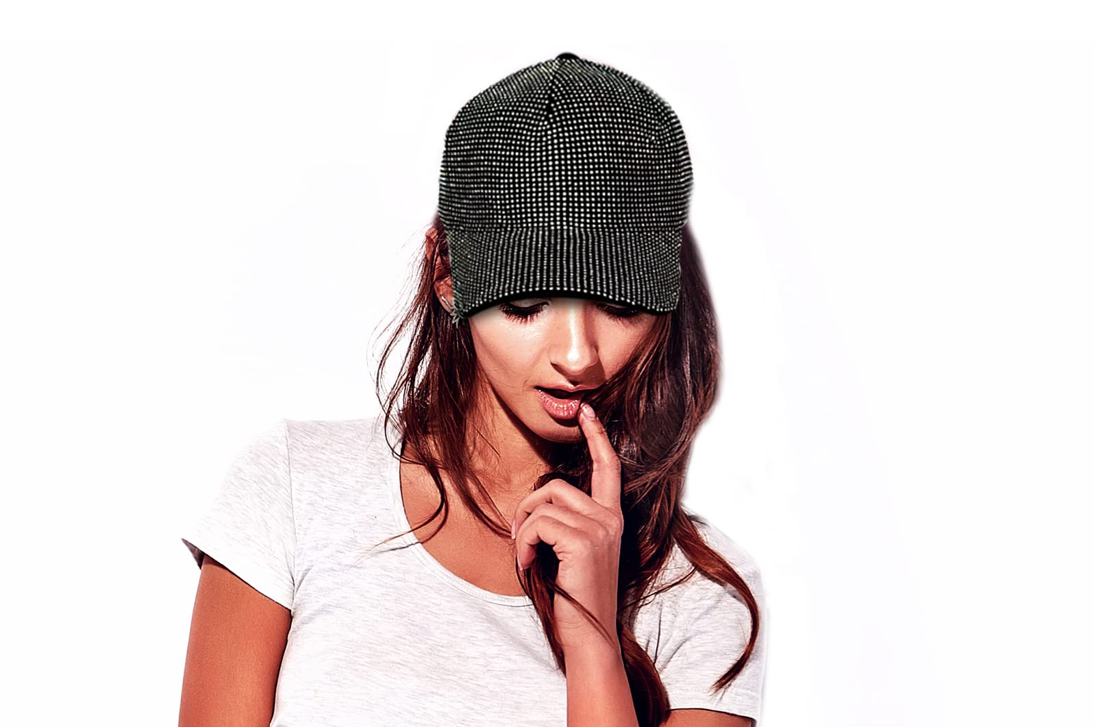 Wayideal Full Rhinestone Adjustable Bling Baseball Hats-Parent/Women Baseball Caps/Adjustable Breathable Bling Sun Hat for Sport Golf/Sunbonnet(Black+Black)