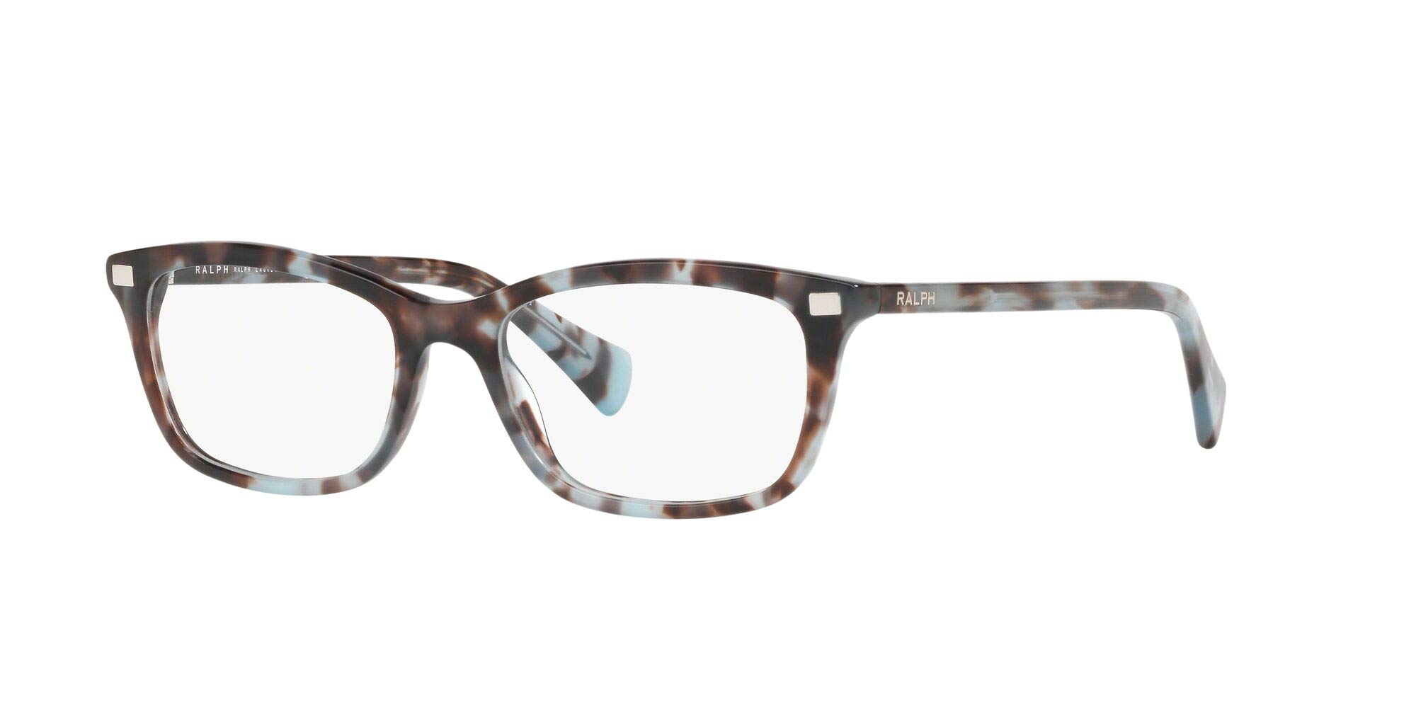 Ralph by Ralph Lauren Women's RA7089 Rectangular Prescription Eyewear Frames, Shiny Blue Tortoise/Demo Lens, 53 mm