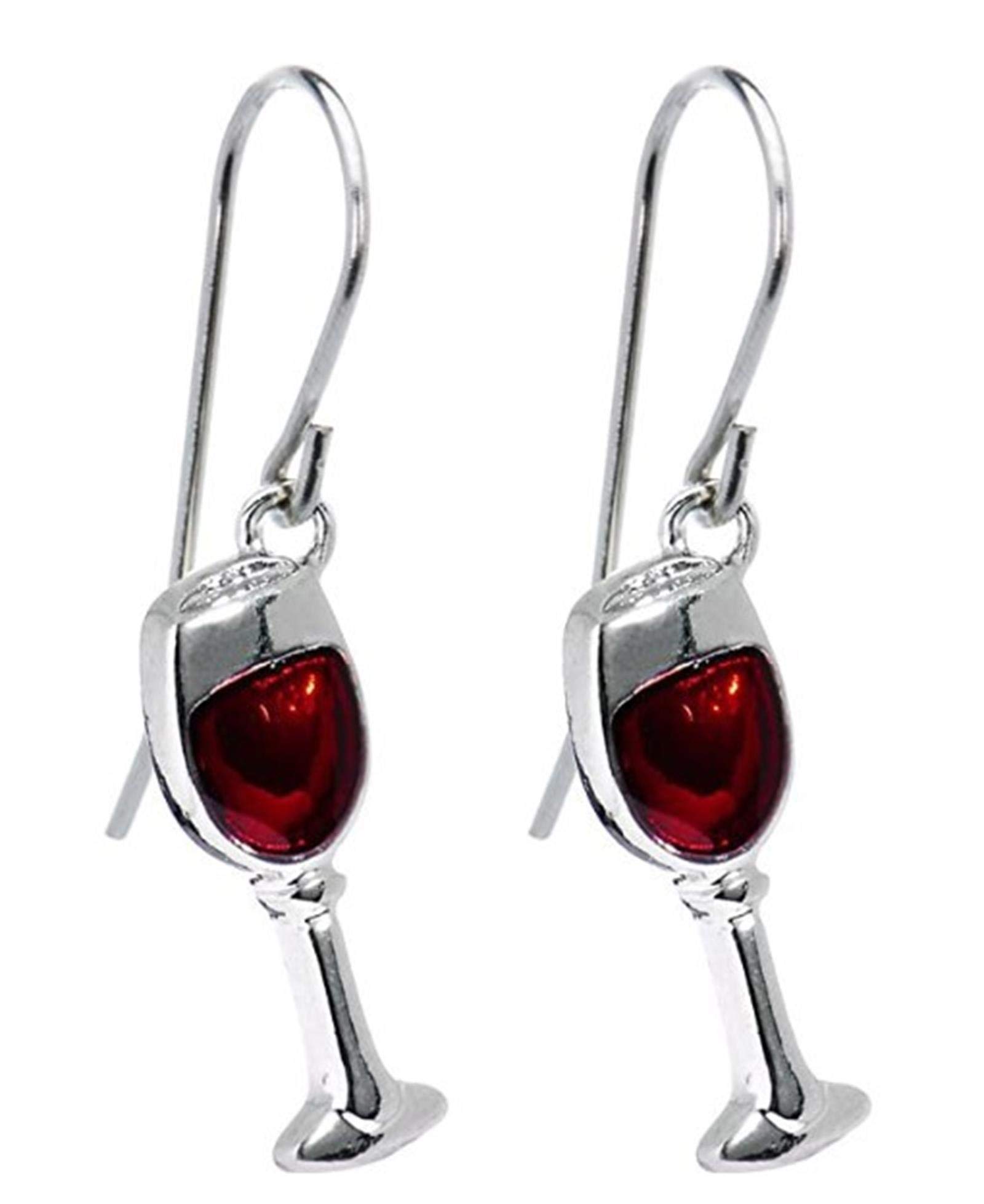 Red Wine Glass Dangle Earrings Dainty Unique Handmade Metal Earrings for Women Jewelry(A)