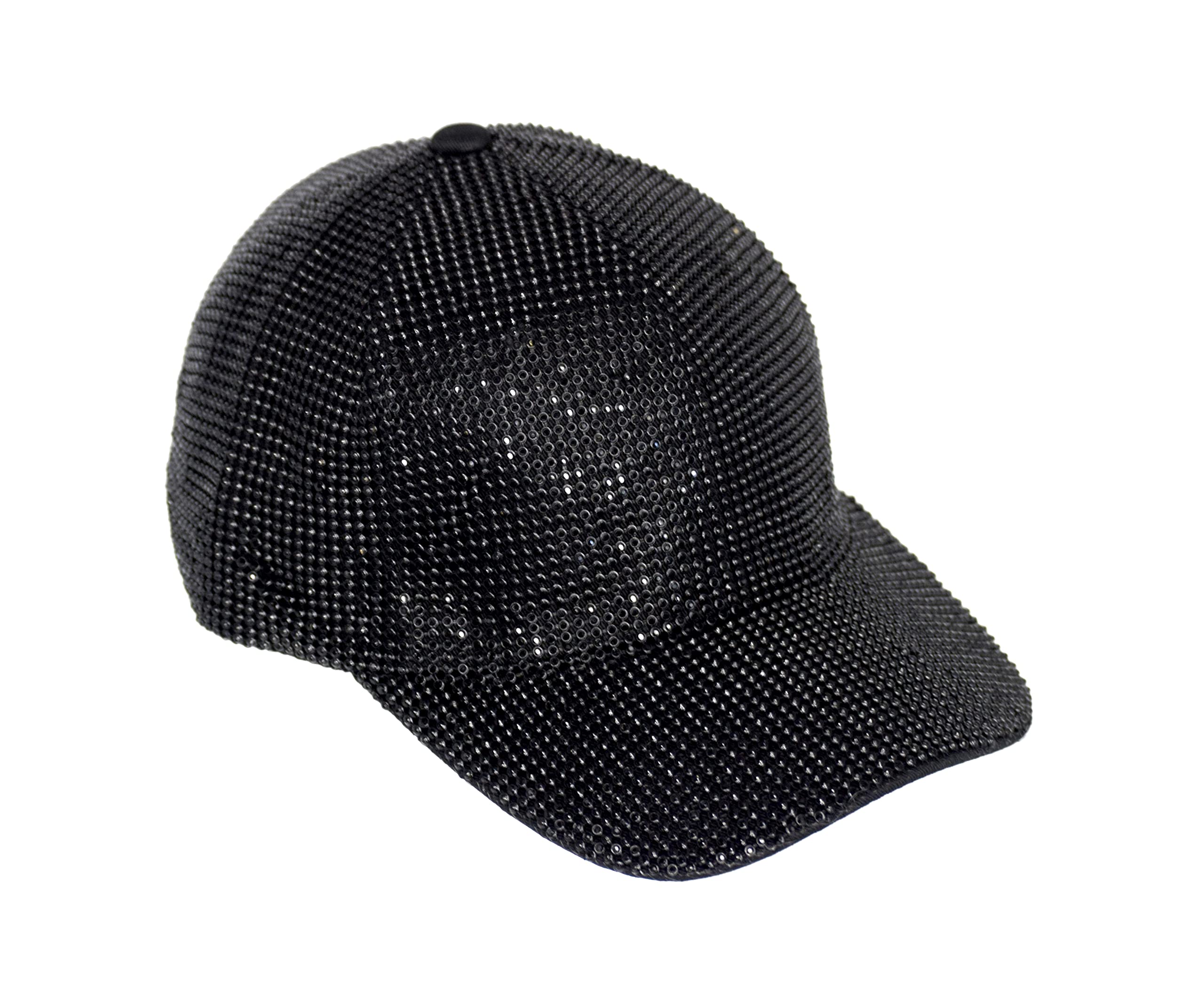 Wayideal Full Rhinestone Adjustable Bling Baseball Hats-Parent/Women Baseball Caps/Adjustable Breathable Bling Sun Hat for Sport Golf/Sunbonnet(Black+Black)