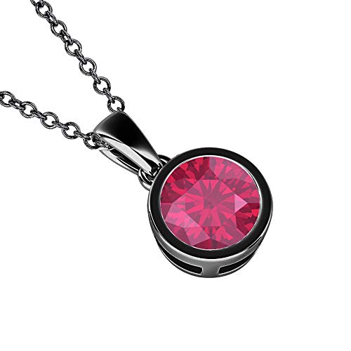 SVC-JEWELS 10mm 7.74Ctw Round Cut Created Ruby 14k Black Gold Plated Bezel Set Cross Pendant for Women's