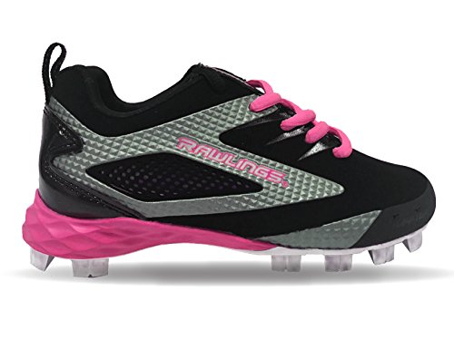 Rawlings Girl's Capture Baseball Shoe, Black/Pink, 1.0 M US Little Kid