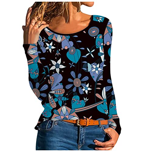 Women's Printed Ethnic Western Graphic Shirts Pullover Tees Valentine's Day Casual Tops Oversized Long Sleeve Round Neck Aztec Vintage Geometric Generic St. Patricks Day T-Shirt Sweatshirt Graphic