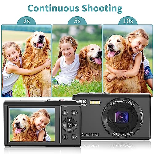 Saneen Digital Camera, 1080P Kids Cameras for Photography, 44MP Compact Point and Shoot Photography Cameras for Teens, Kids, Elder, Beginners