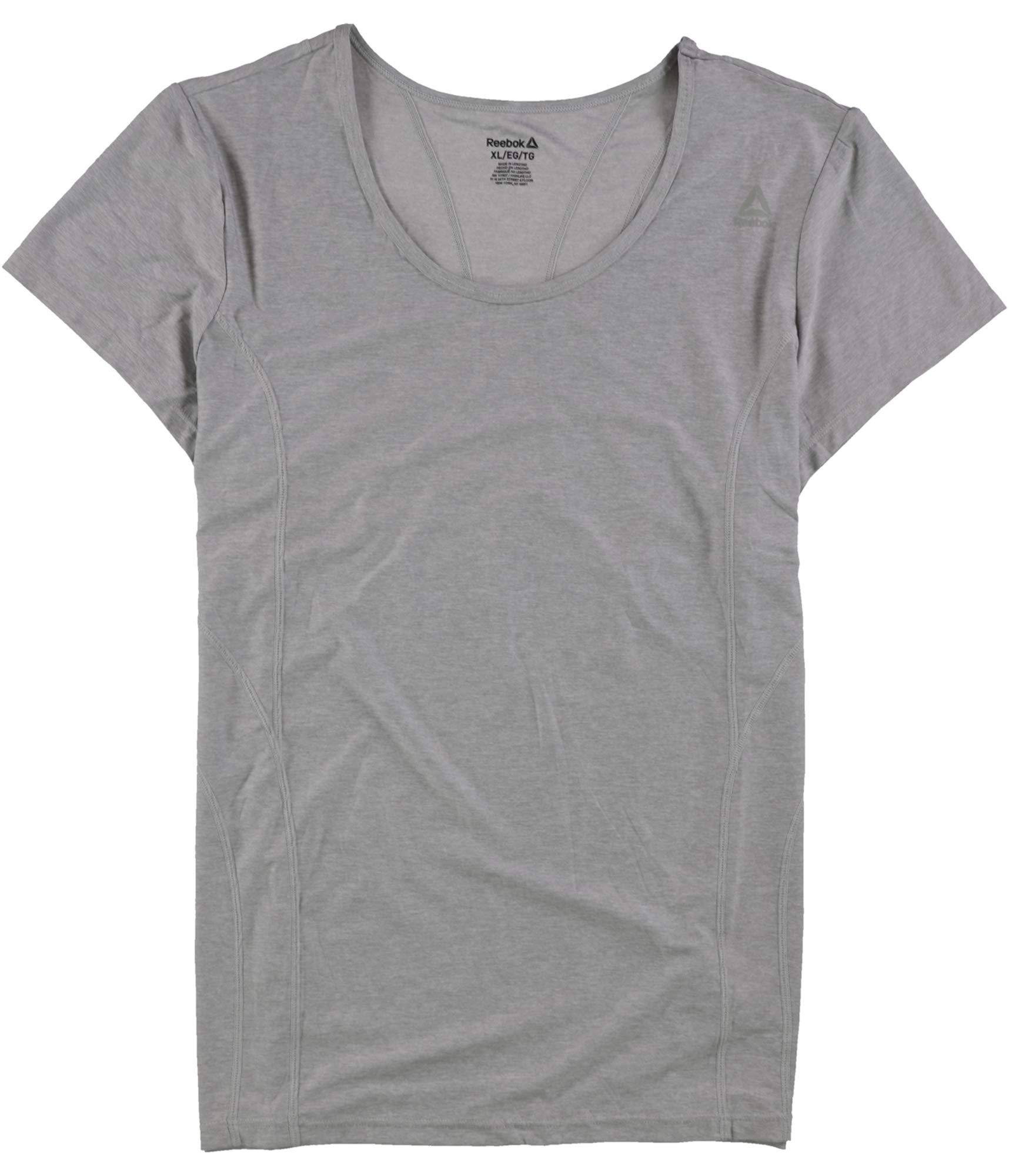Reebok Women's Gym & Workout T-Shirt - Dynamic Fitted Performance Short Sleeve Athletic Top, Dynamic Ss Silver Sconce Heather, X-Large