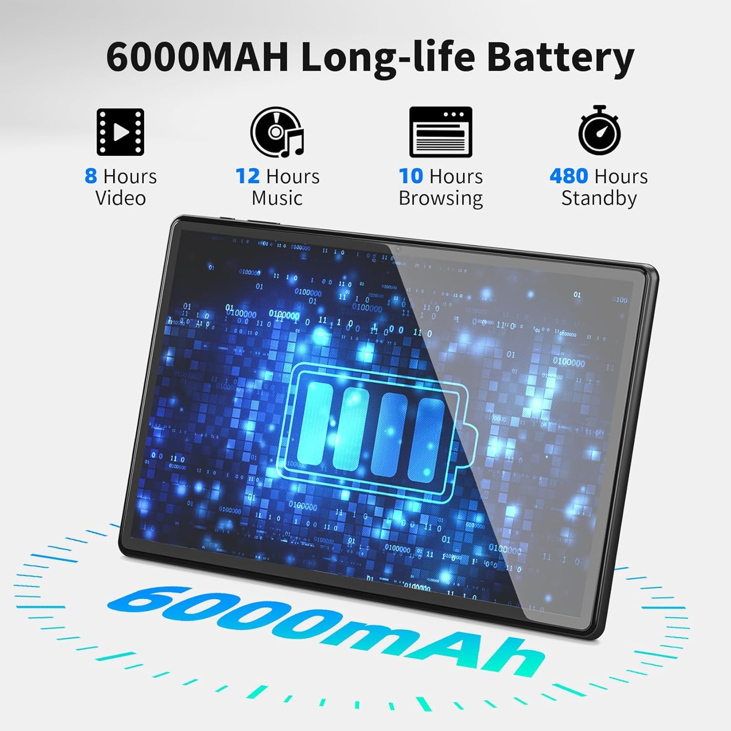 SGIN 4GB RAM 64GB ROM Tablet, 10 Inch 1280 * 800 IPS, Android 12 Tablet with Octa-Core 2.0GHz Processor, 5MP+2MP Camera, WiFi, Bluetooth, GPS, 6000mAh, 256GB Expansion, Black