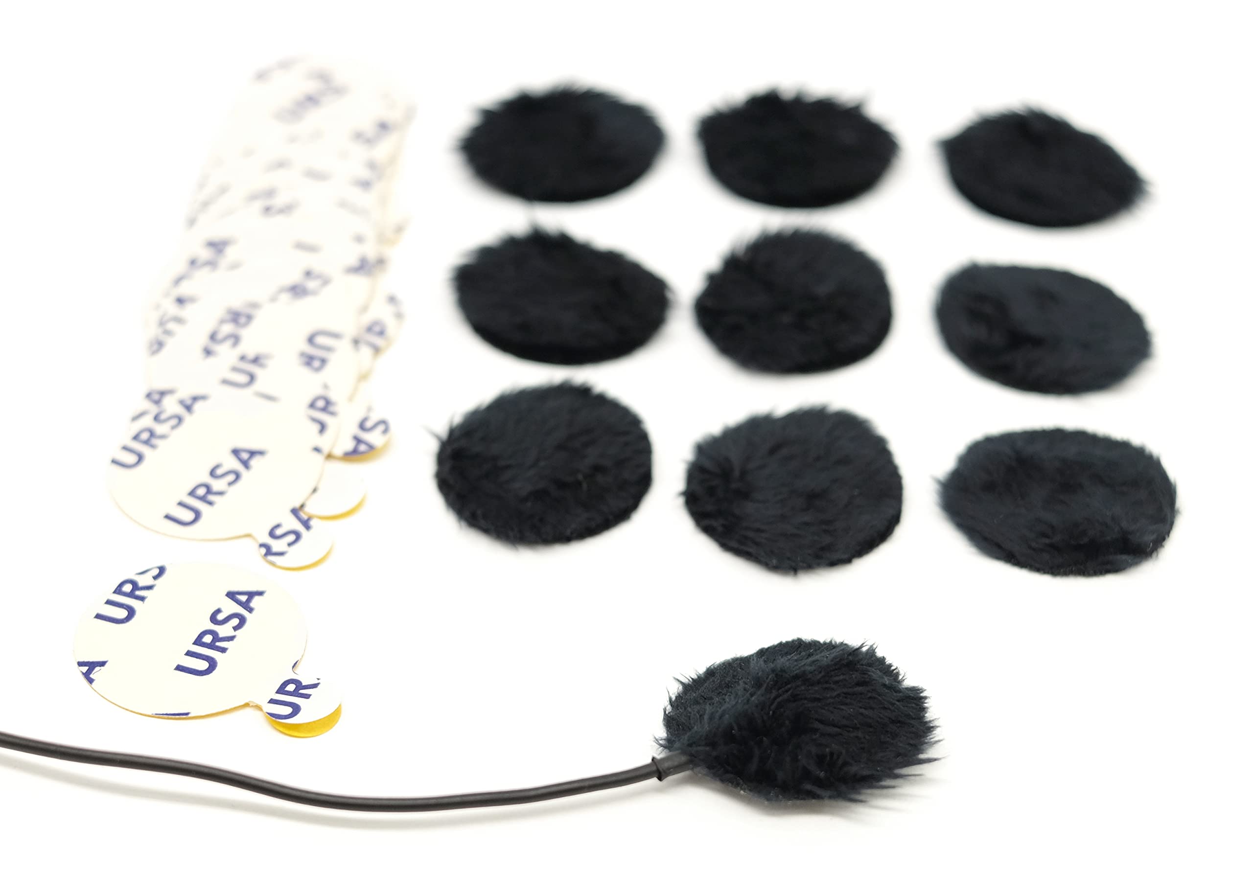 URSA Plush Circles - 5mm length short fur LAV covers. Reusable & Super Soft. 25mm Diameter (9x Circles + 30x Stickies, MultiPack)