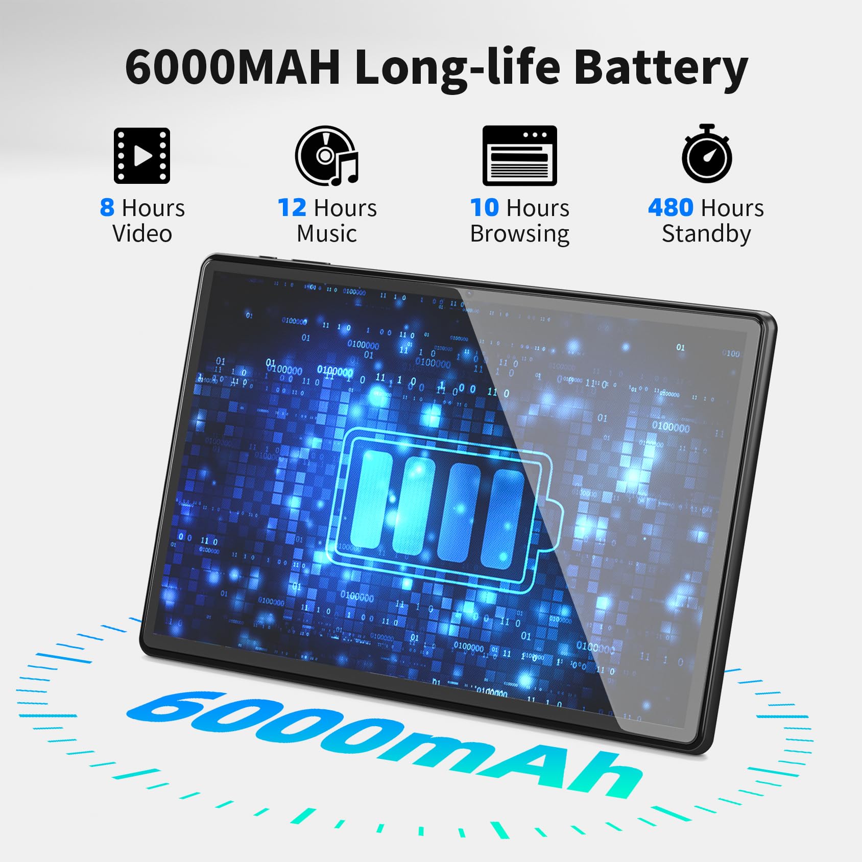 SGIN Android 12 Tablet, 10 Inch 4GB RAM 64GB ROM Tablet with 1280 * 800 IPS, Octa-Core 2.0GHz Processor, 2MP+5MP Dual Camera, WiFi, Bluetooth 5.0, GPS, 6000mAh, 256GB Expansion (Black)