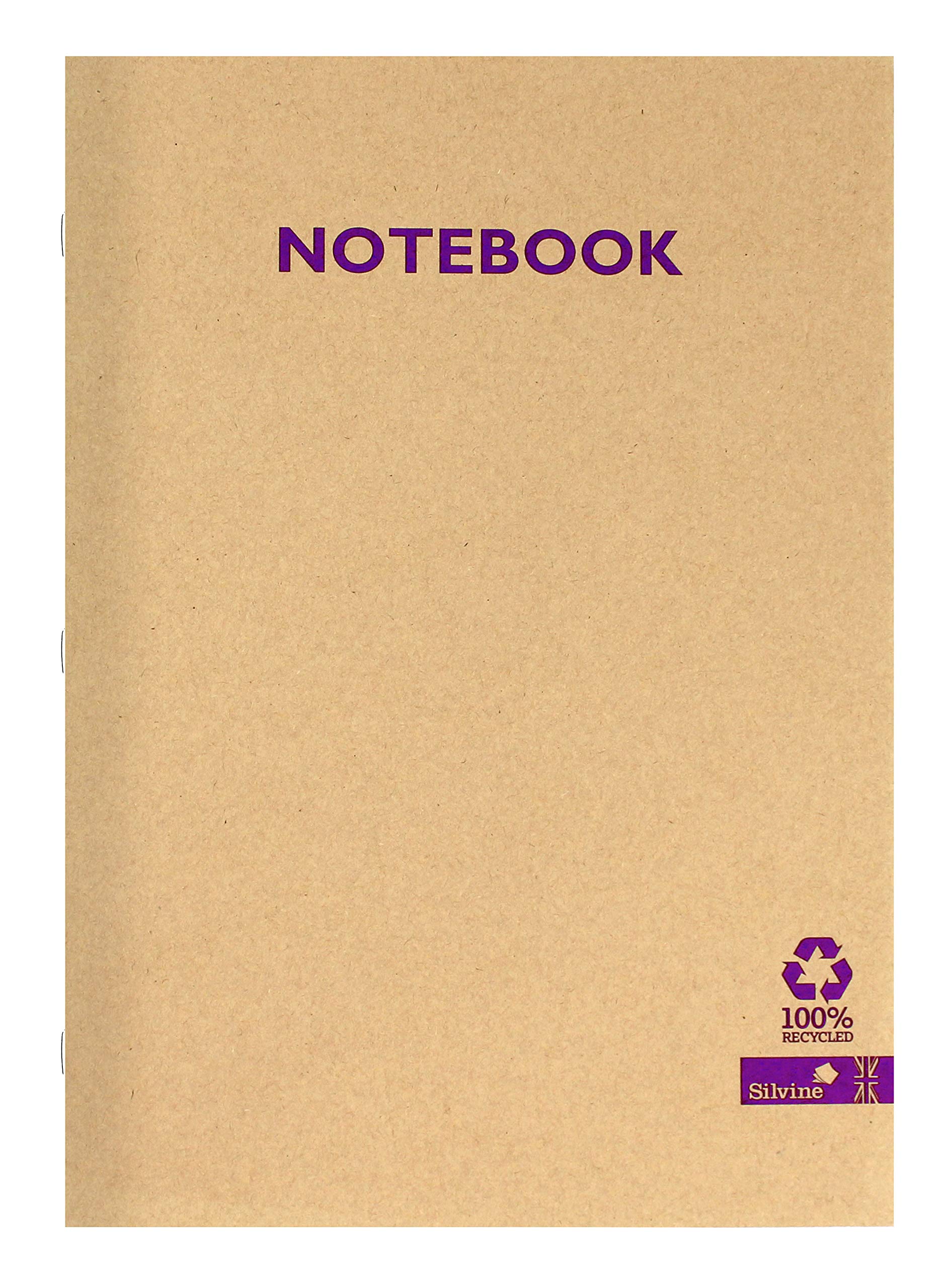 Silvine A4+ Kraft Covered Wirebound Notebooks in 3 Assorted Colours. 120 Pages Lined with Margin. Ref KRTWA4AC [Pack of 6]