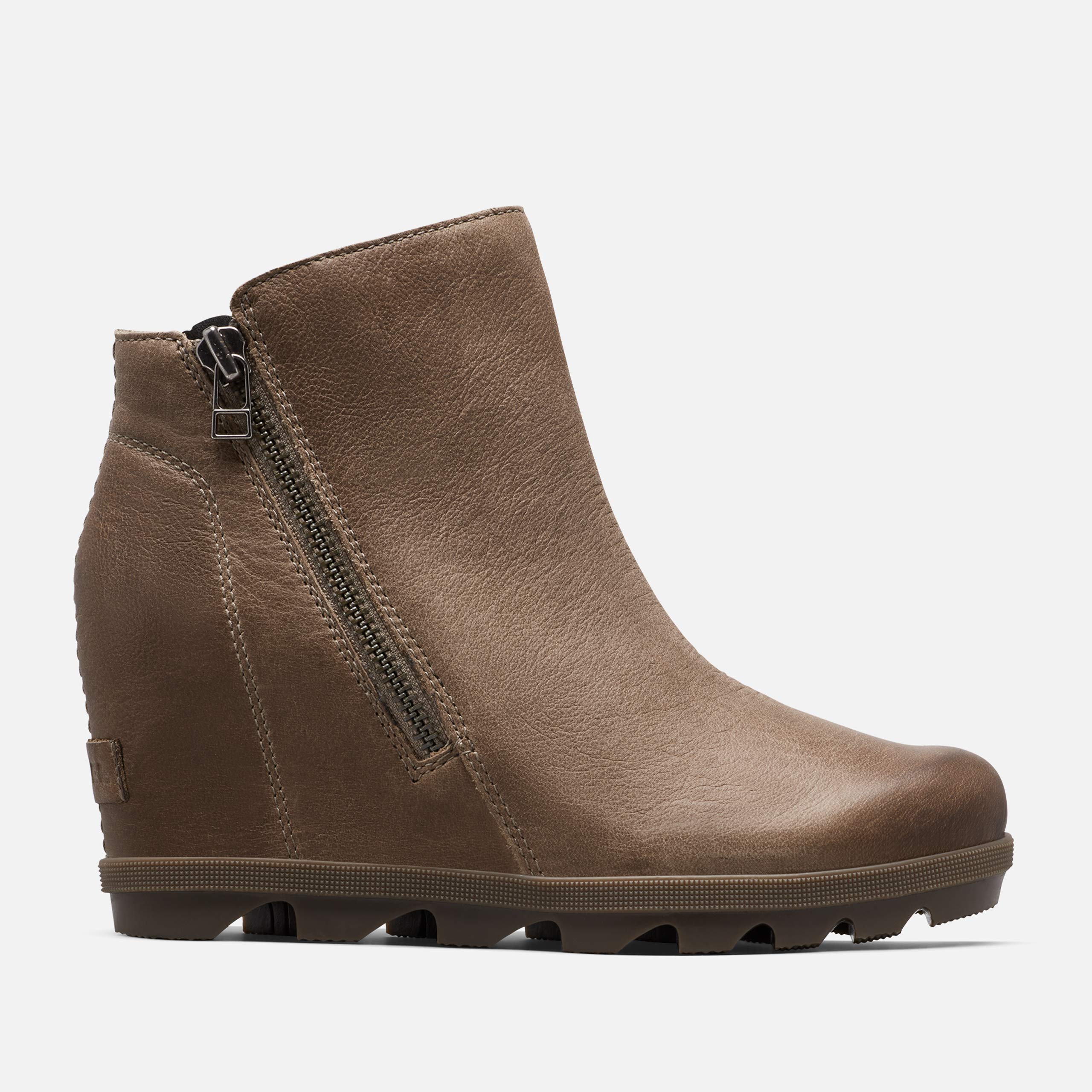 Sorel Womens Joan of Arctic Wedge II Zip Winter Waterproof Ankle Boots - Ash Brown - 10.5