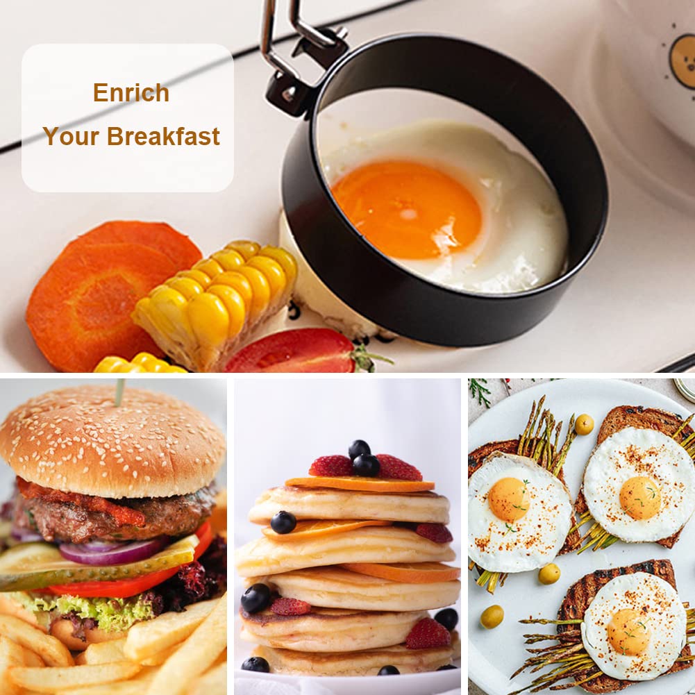 Yubng 3.5 inch Egg Rings for Frying Eggs ,4 Pack Non-Stick Egg Patty Maker, Pancake Mold for Indoor Camping Breakfast Sandwiches Egg Mcmuffins (4 pack, 3.5inch)