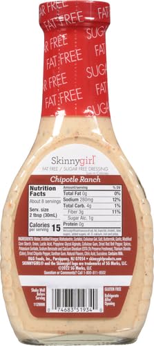 Skinnygirl Fat-Free Salad Dressing, Sugar-Free Chipotle Ranch, 8 Ounce