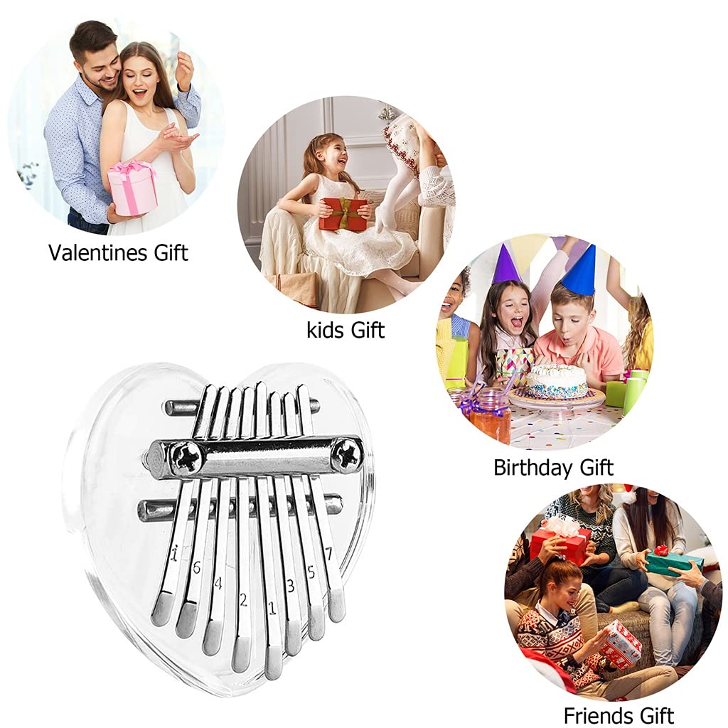 WSJIE Portable Thumb Piano Crystal Musical Instrument Clear Mini Finger 8 Keys for Music Lovers Playing Accessories