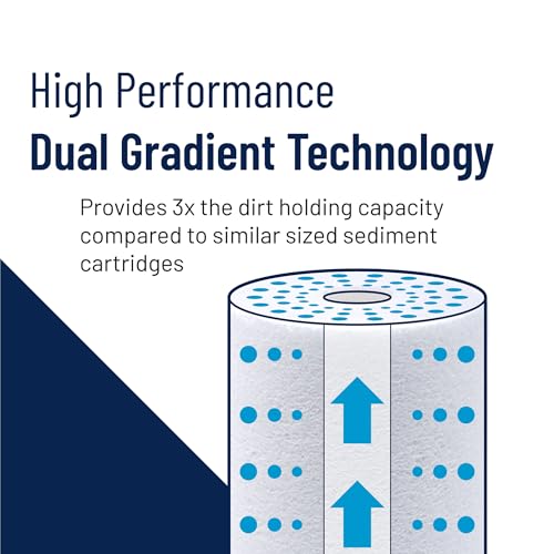 Pentair Pentek DGD-7525-20 Big Blue Water Filter, 20-Inch Whole House Sediment Filter Cartridge Replacement, Dual-Gradient Density Spun Polypropylene, 20" x 4.5", 25 Micron, Pack of 1, White