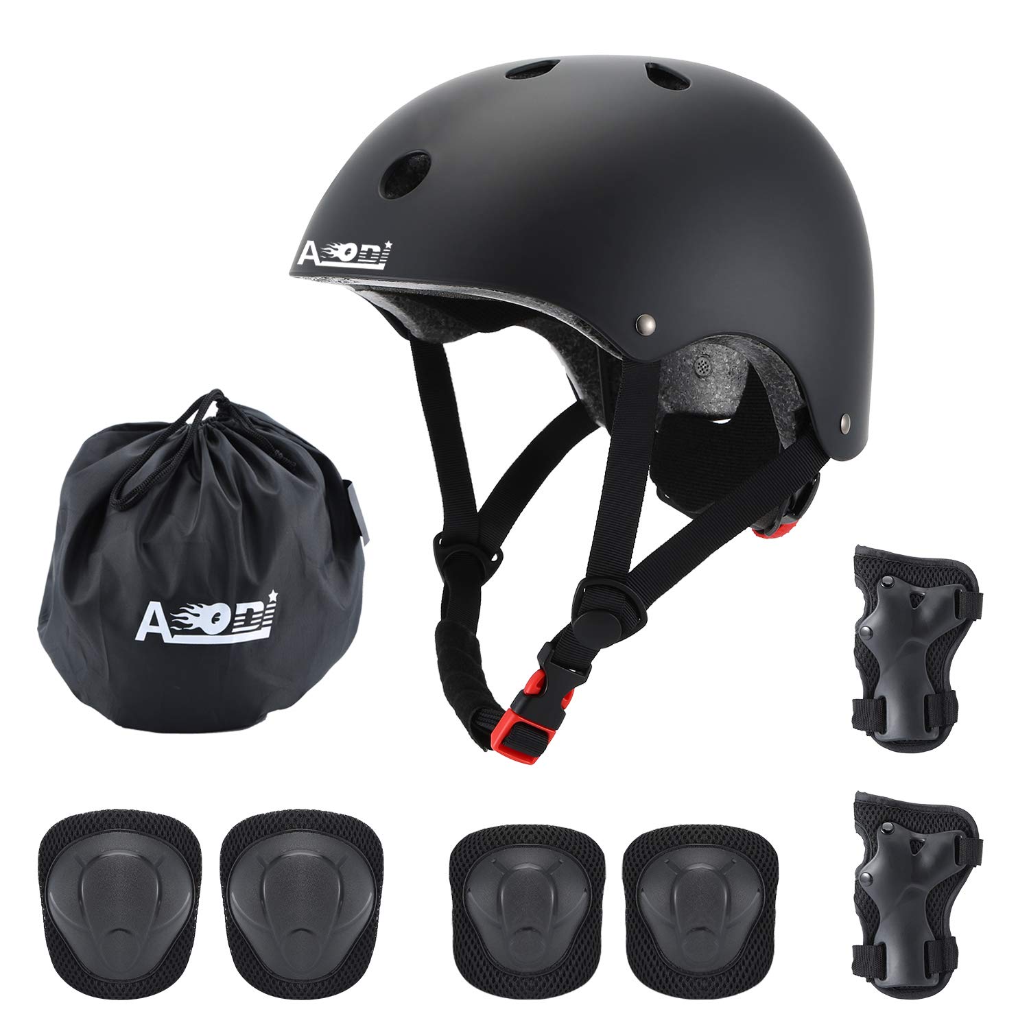 SANSIRP Kid's Protective Gear Set for Ages 3-8, Adjustable Helmet with Knee Pads Elbow Pads Wrist Guards for Skateboard, Scooter