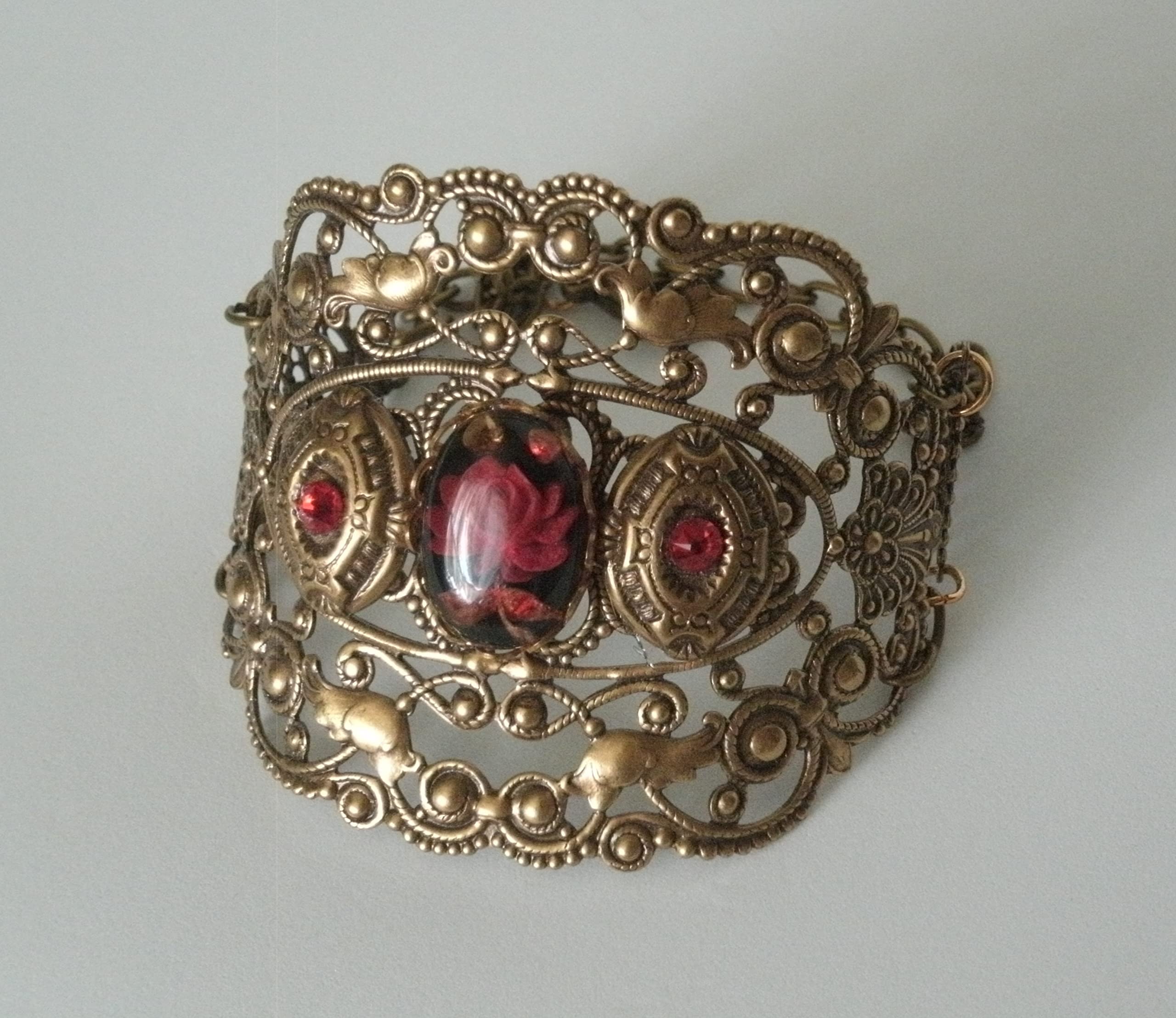 Rose Cuff Bracelet, handmade jewelry gothic victorian edwardian art nouveau steampunk art deco