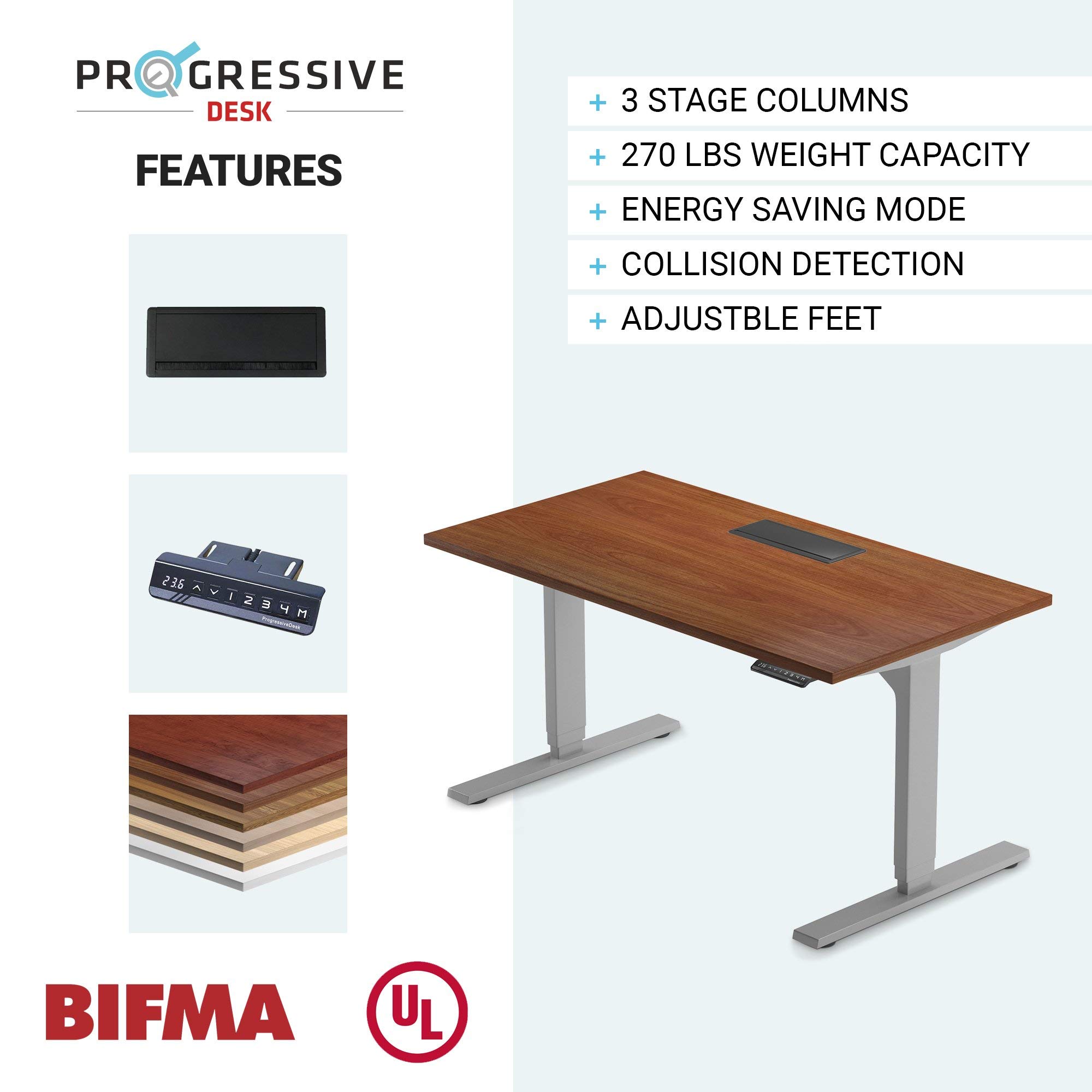 PROGRESSIVE AUTOMATIONS Standing Desk 60x30. Dual Motor, 3 Stages Height Adjustable Electric Stand up desks for Home Office, 60 inch