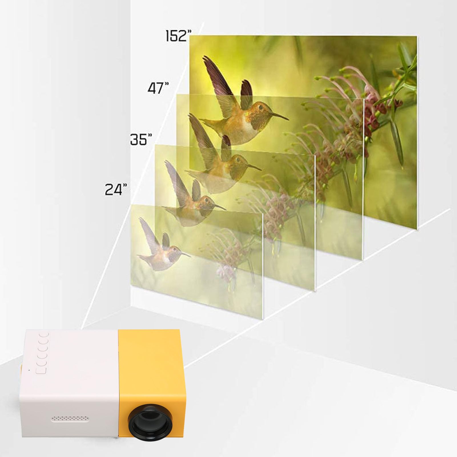 Portable HD 1080P Mini Projector for Movies and Gaming, Compact and Lightweight, USB and Connectivity, Ideal for Travel, Camping, and Home Entertainment (US Plug)
