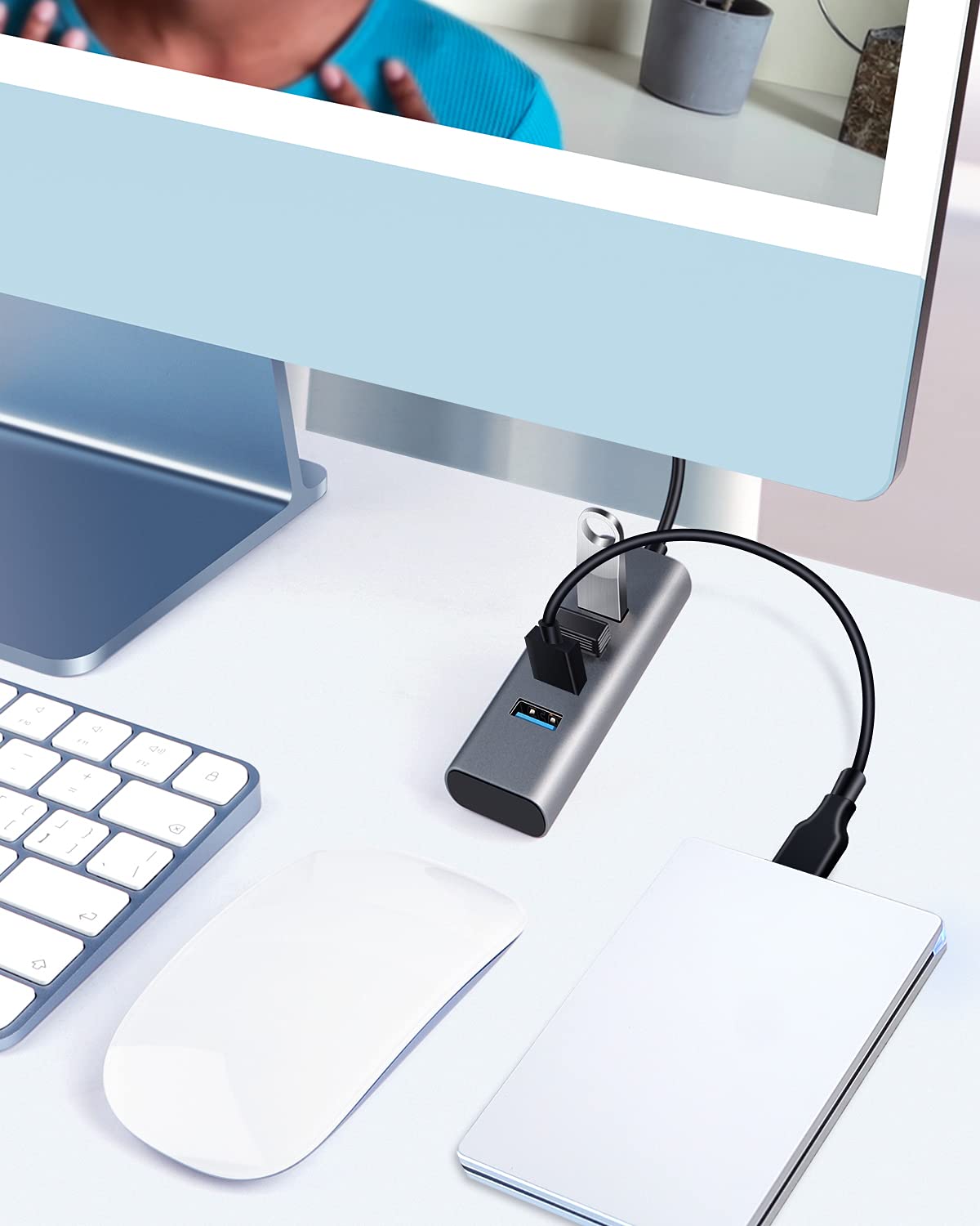 TWOPAN USB 3.0 Hub, Ultra Slim 4 Port USB Data Hub Splitter for Laptop, MacBook Pro/Air, iMac, iPad Pro, Chromebook, XPS, iPhone 15, Galaxy S23, USB Flash Drives, Keyboard, Mouse, Mobile HDD