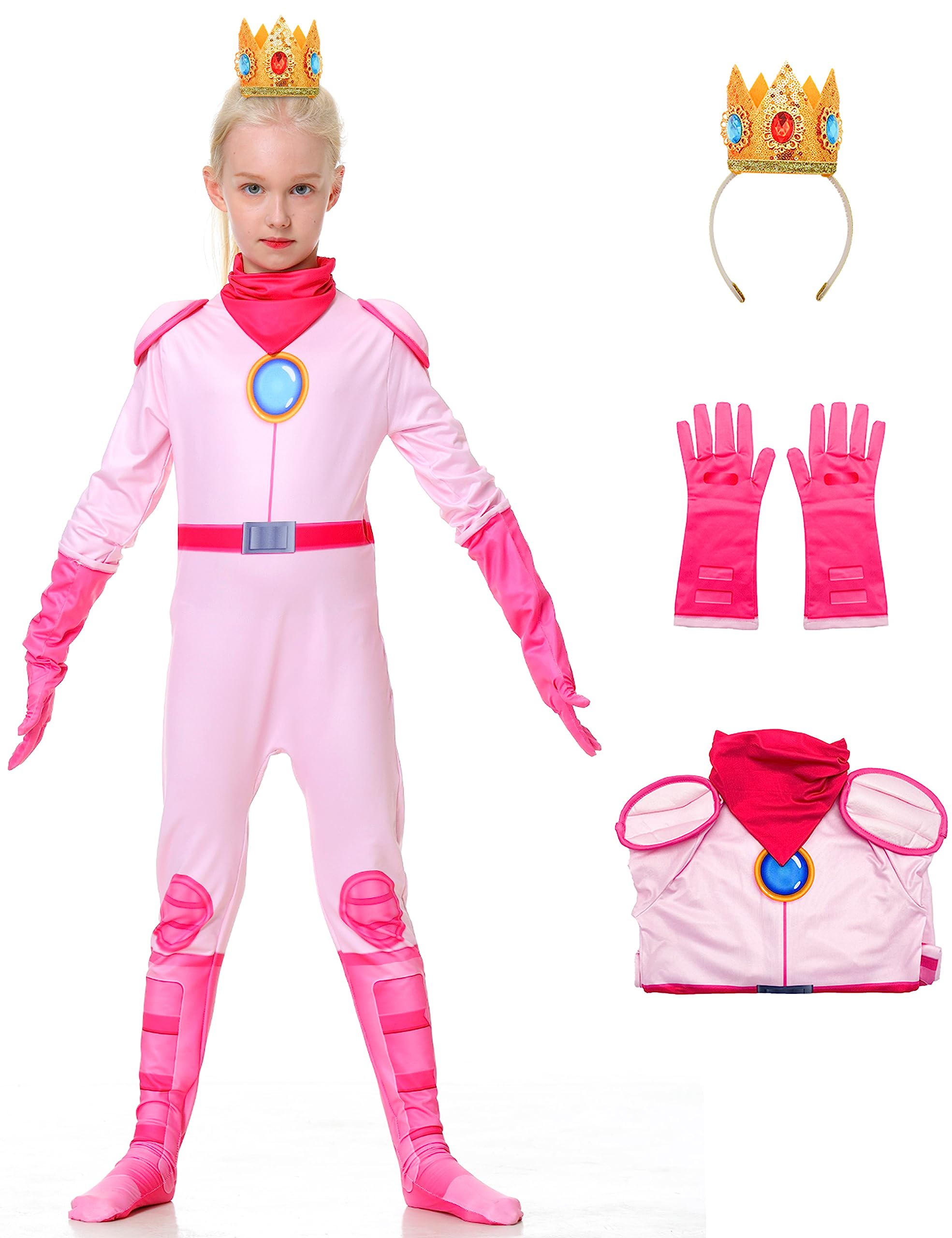 Ratoher Super Brothers Princess Costume for Kids, Peach and Daisy Princess Cosplay Costume for Toddler Girls