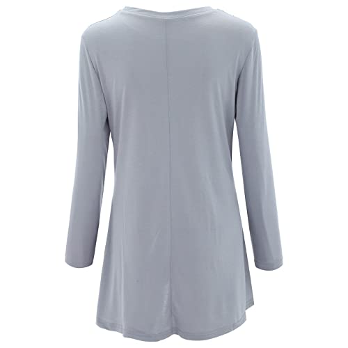 Women's Spring and Summer Solid Color Sequin Round Neck Splicing Loose Casual T Shirt Oversized Shirts for Women Grey