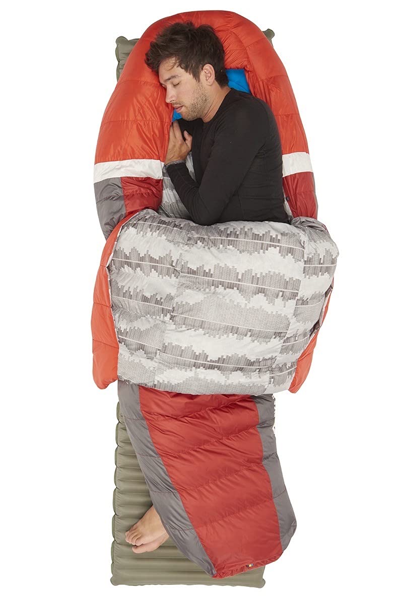 Sierra Designs Backcountry Bed 20 Degree Sleeping Bag with 650 Fill Dridown - Lightweight Zipperless Down Sleeping Bag for Camping & Backpacking -Men, Women & 2 Person