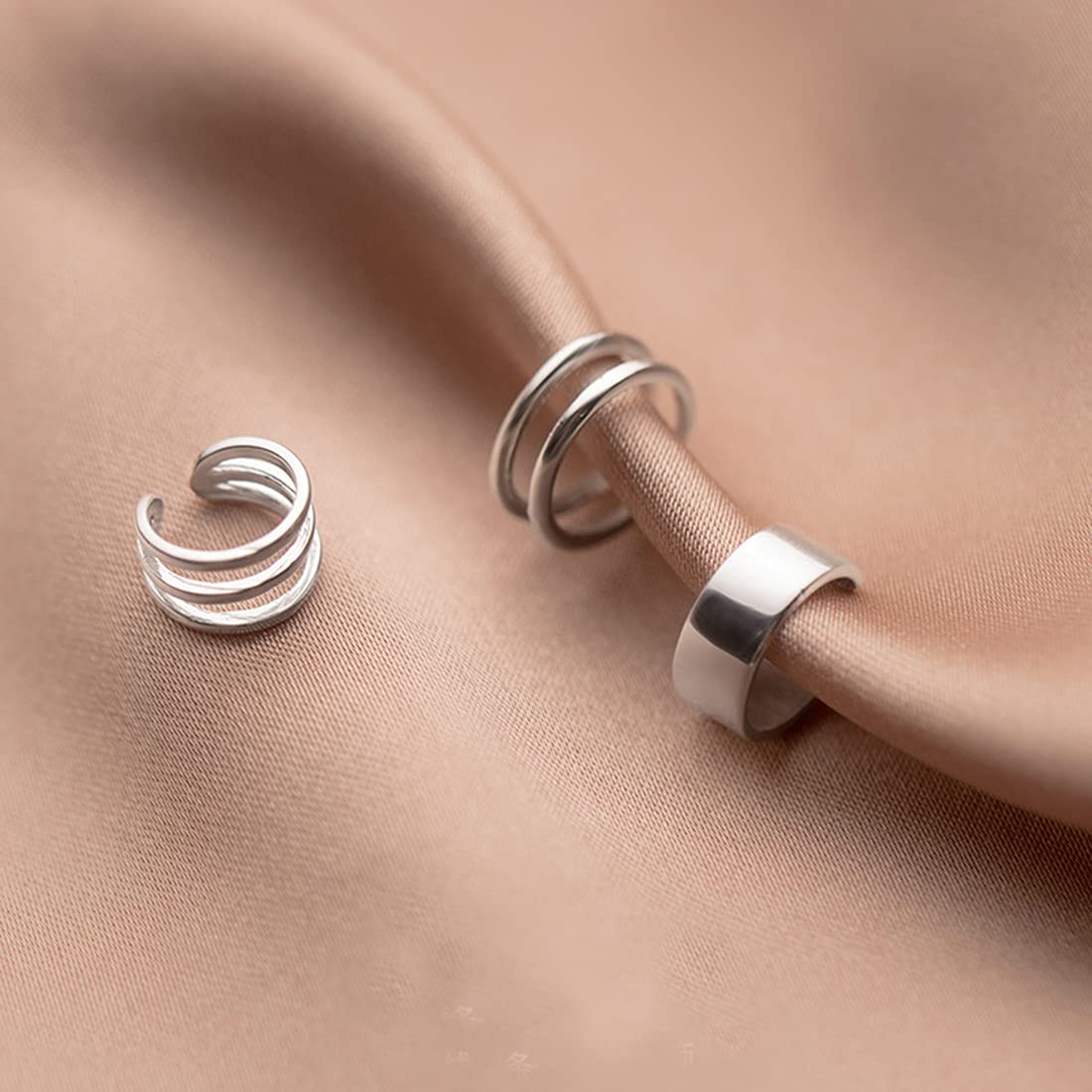 SLUYNZ Sterling Silver Ear Cuff Earrings for Women No Piercing Cartilage Earrings Tri Earrings (A-Silver)