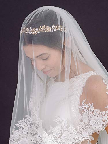 SWEETV Retro Wedding Headband, Bridal Headpieces for Wedding Women Rhinestone Hair Accessories Vintage Style